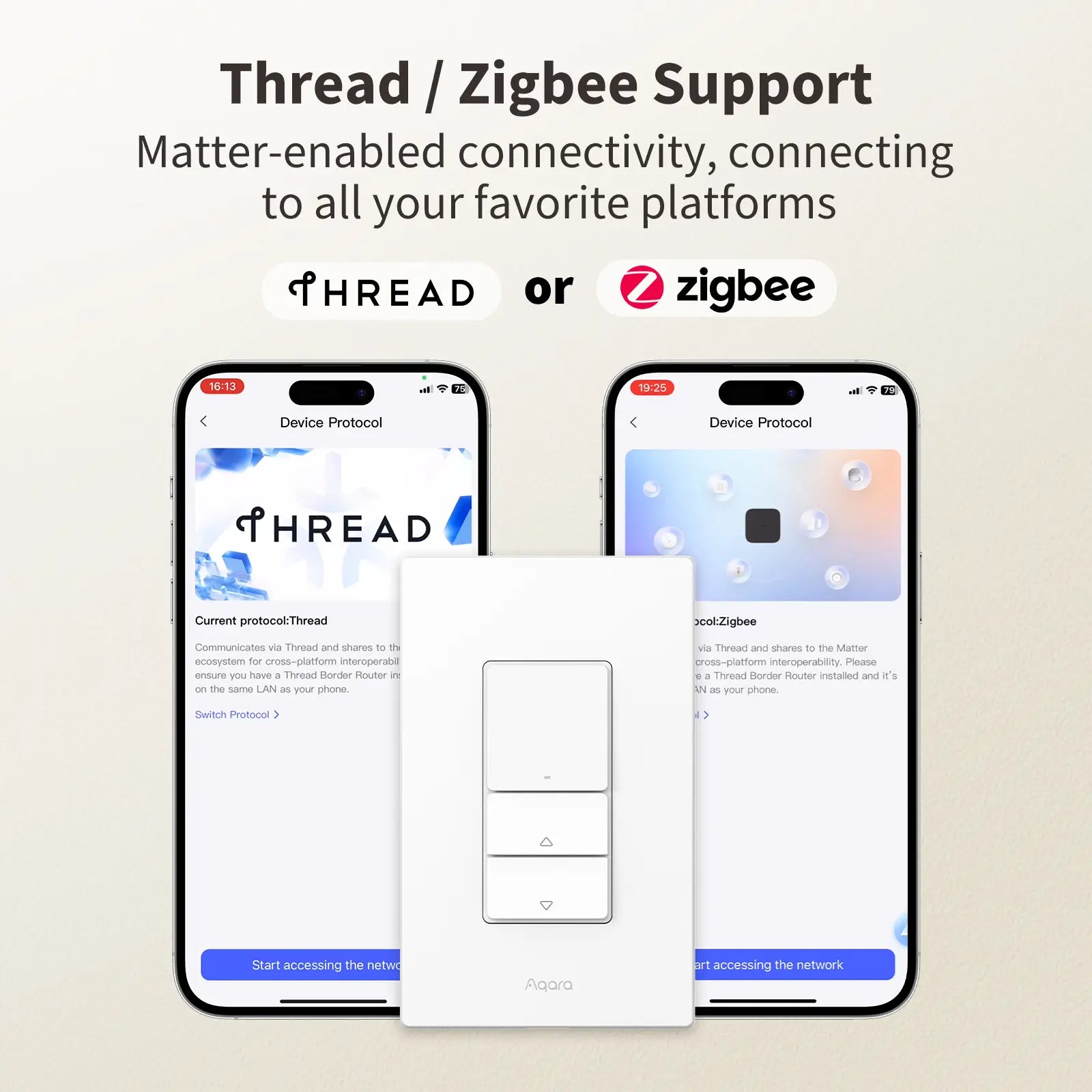 Aqara Smart Dimmer Switch H2 US | Matter, Thread & Zigbee | No Neutral ...